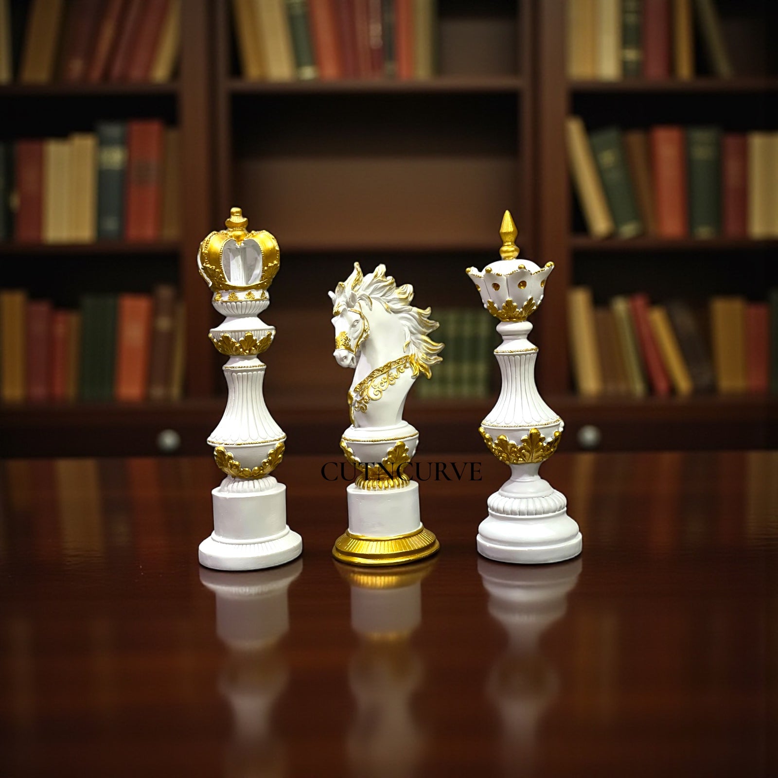Artistic Chess Statue Set in Resin – 12 Inch King, Queen & Knight Show ...