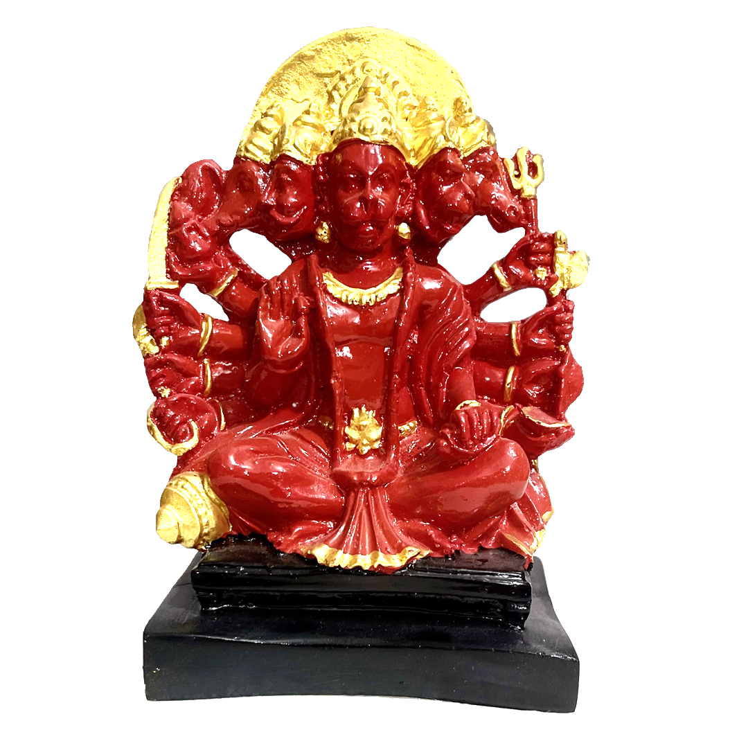 Sinduri Panchmukhi Hanuman Statue, H-15 cm – cutncurve