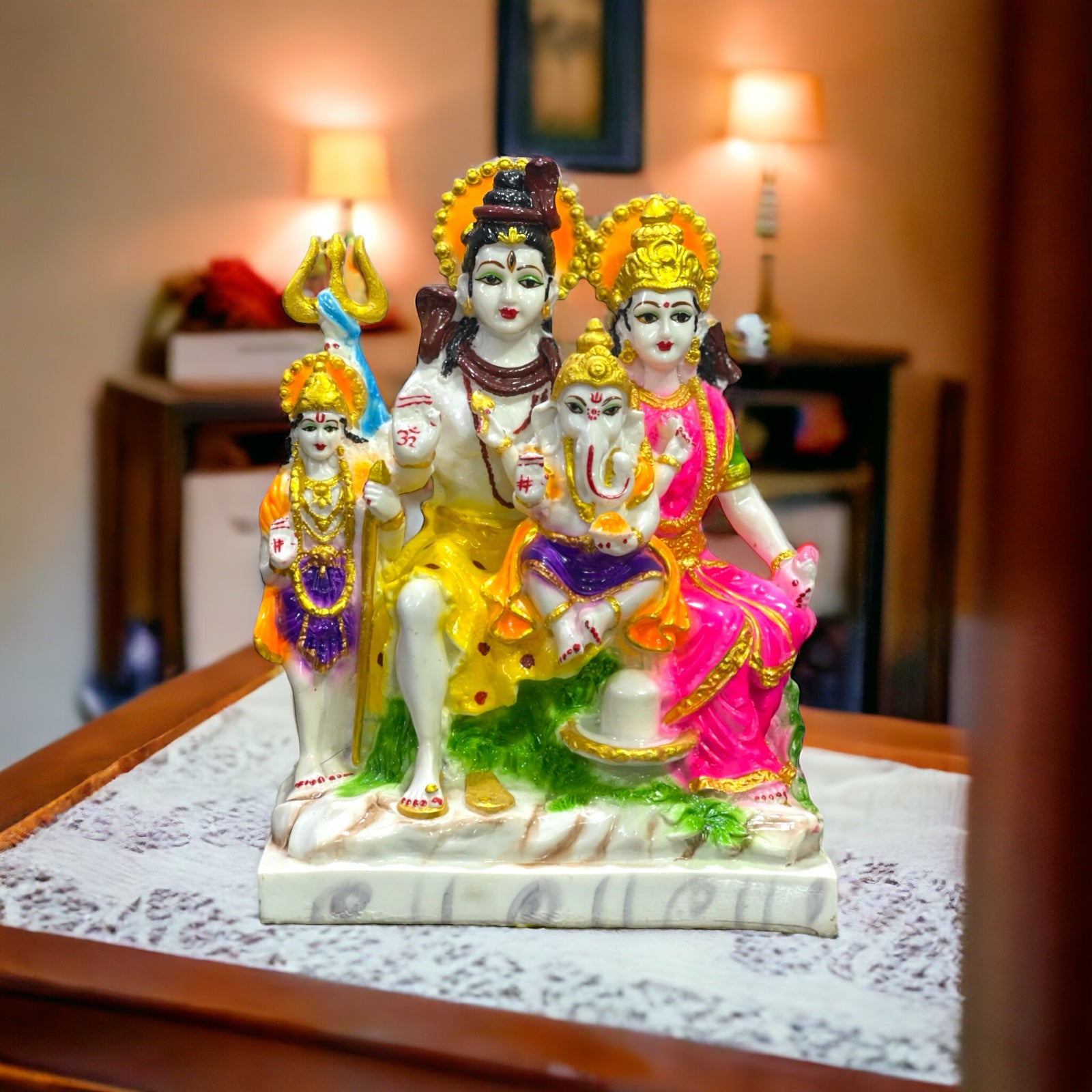 Shiv Parvati Ganesh Kartikey Shiv Parivar Colourful Marble Look Shiv P ...