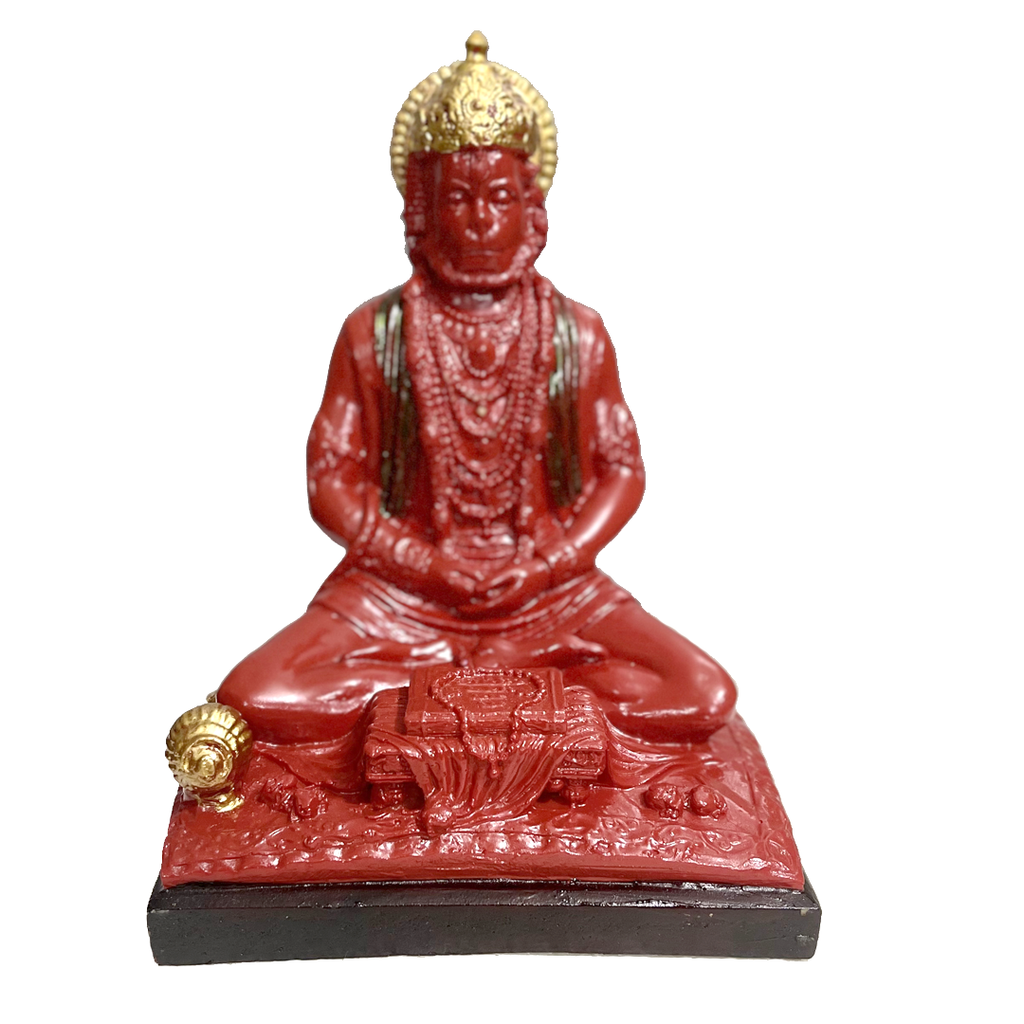 Samadhi Hanuman Sinduri Idol, Meditating Hanuman , H-20 cm – cutncurve