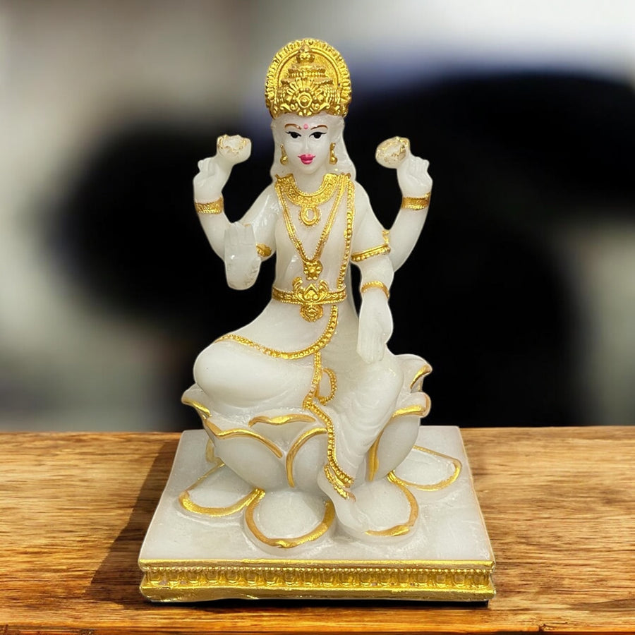 6 Inches Lord Laxmi Idol Made of Composite Marble | Goddess Lakshmi Mu ...